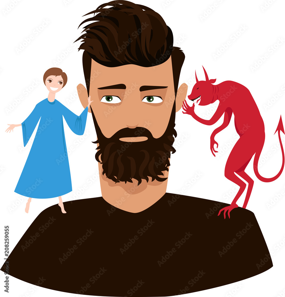 angel and demon on shoulders Stock Vector | Adobe Stock