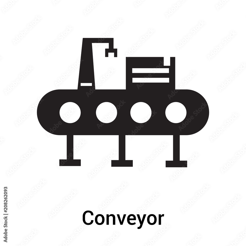 Conveyor icon vector sign and symbol isolated on white background ...