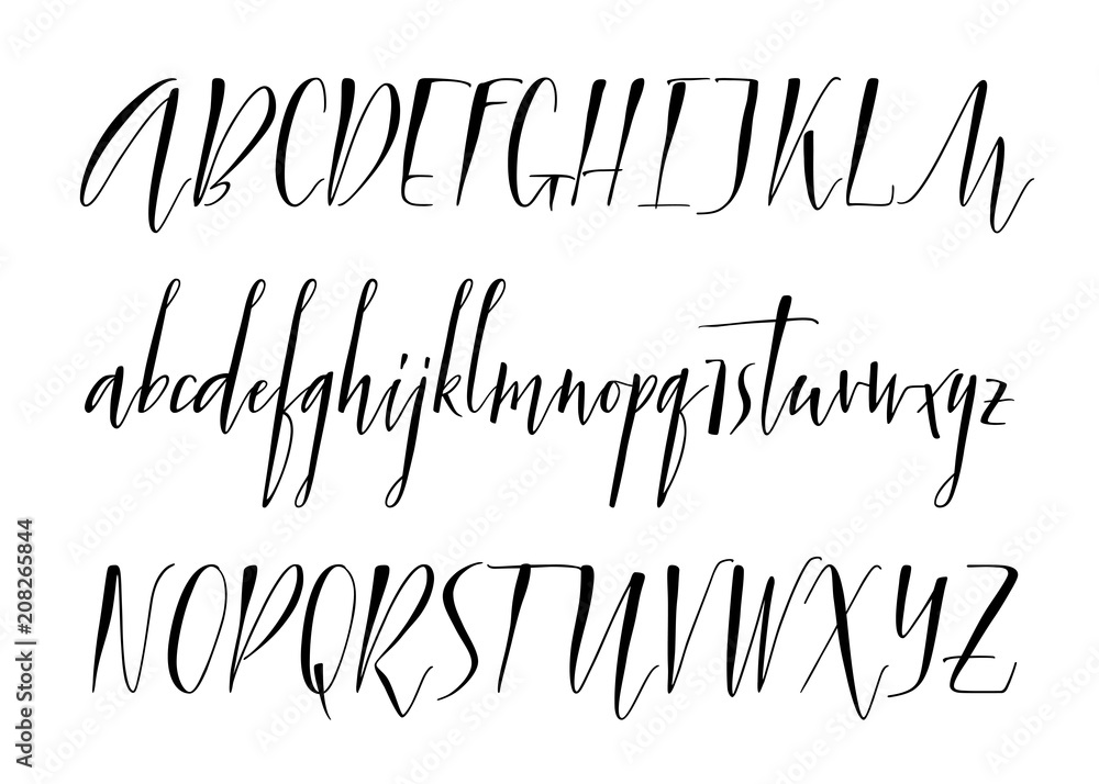 Pen lettering vector alphabet. Uppercase and lowercase handwritten ...