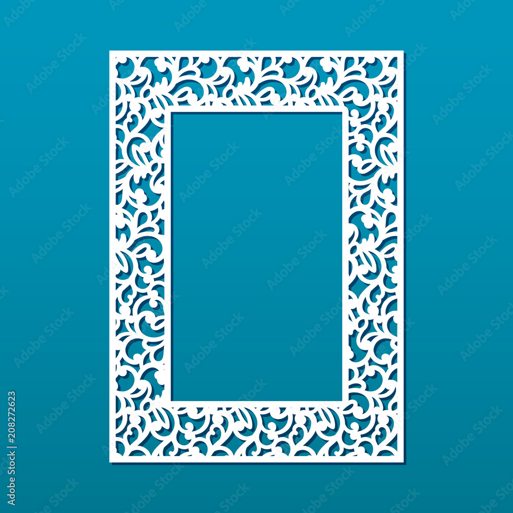 Laser cut paper lace frame, vector illustration. Ornamental cutout ...