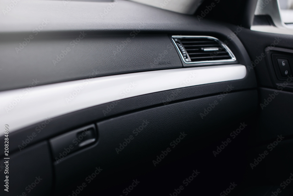 Car air conditioning. The air flow inside the car. Detail interior of ...