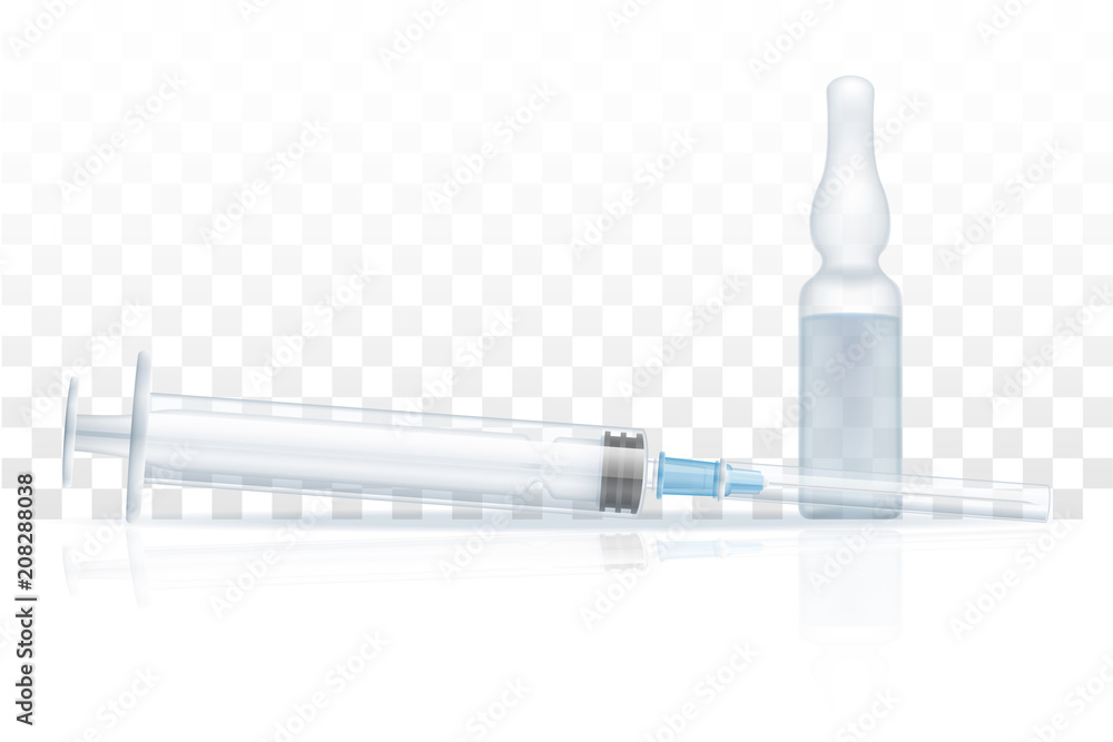 medical syringe with ampoule for injection stock vector illustration ...
