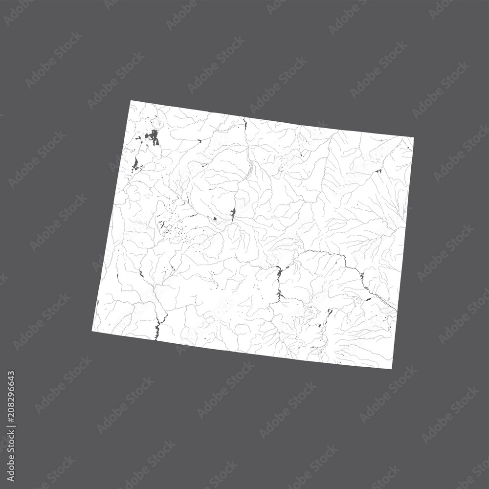 U.S. states - map of Wyoming. Rivers and lakes are shown. Please look ...