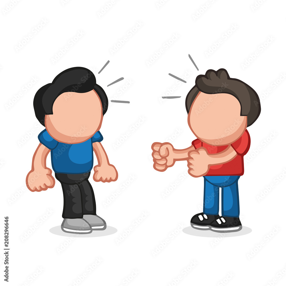 Vector hand-drawn cartoon of angry man wanting another man to fight ...