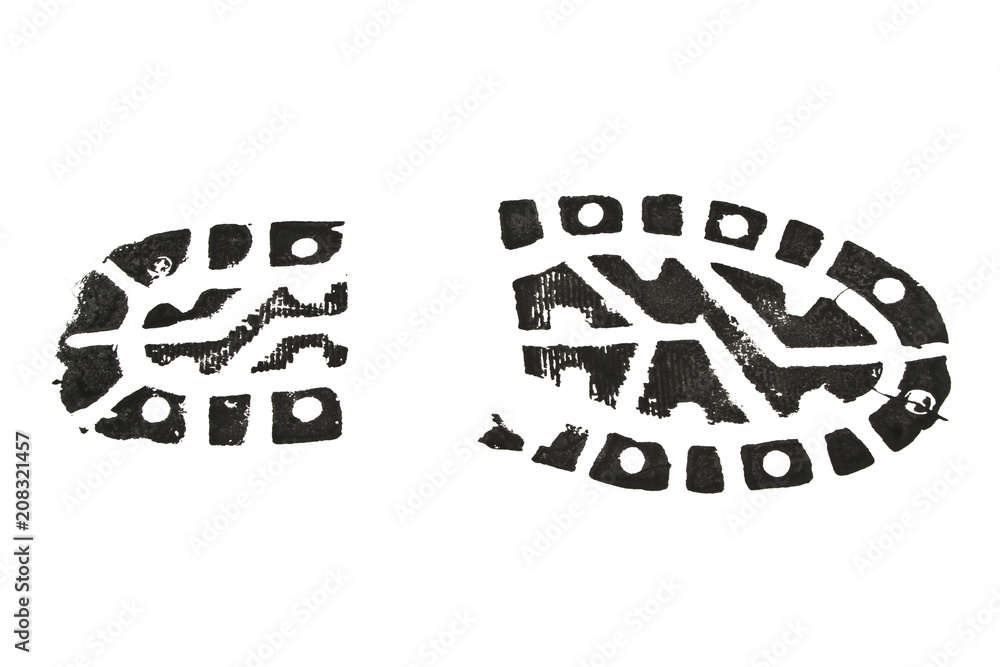 Footprint of shoe soles isolated on white background Stock Photo ...