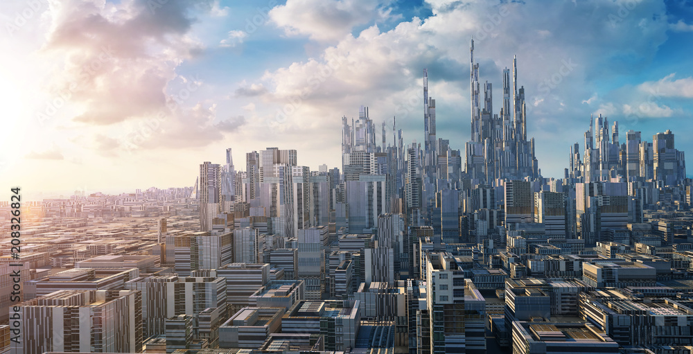 3D rendering futuristic concept city landscape skyline . foto de Stock ...