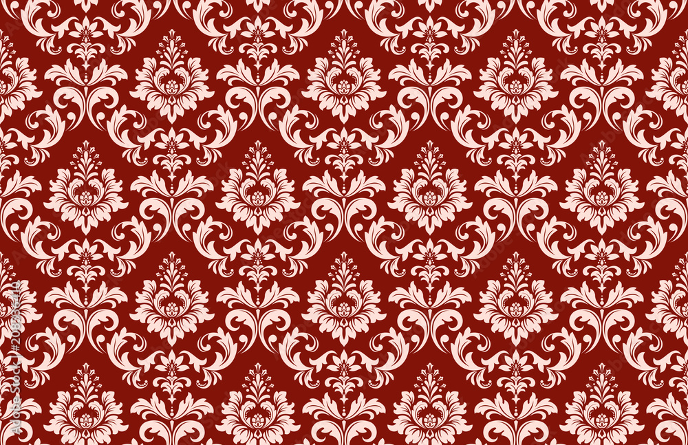 Red And White Damask Pattern