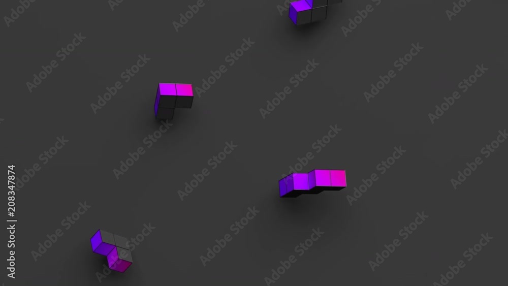 Abstract 3d rendering of geometric shapes. Computer generated loop ...