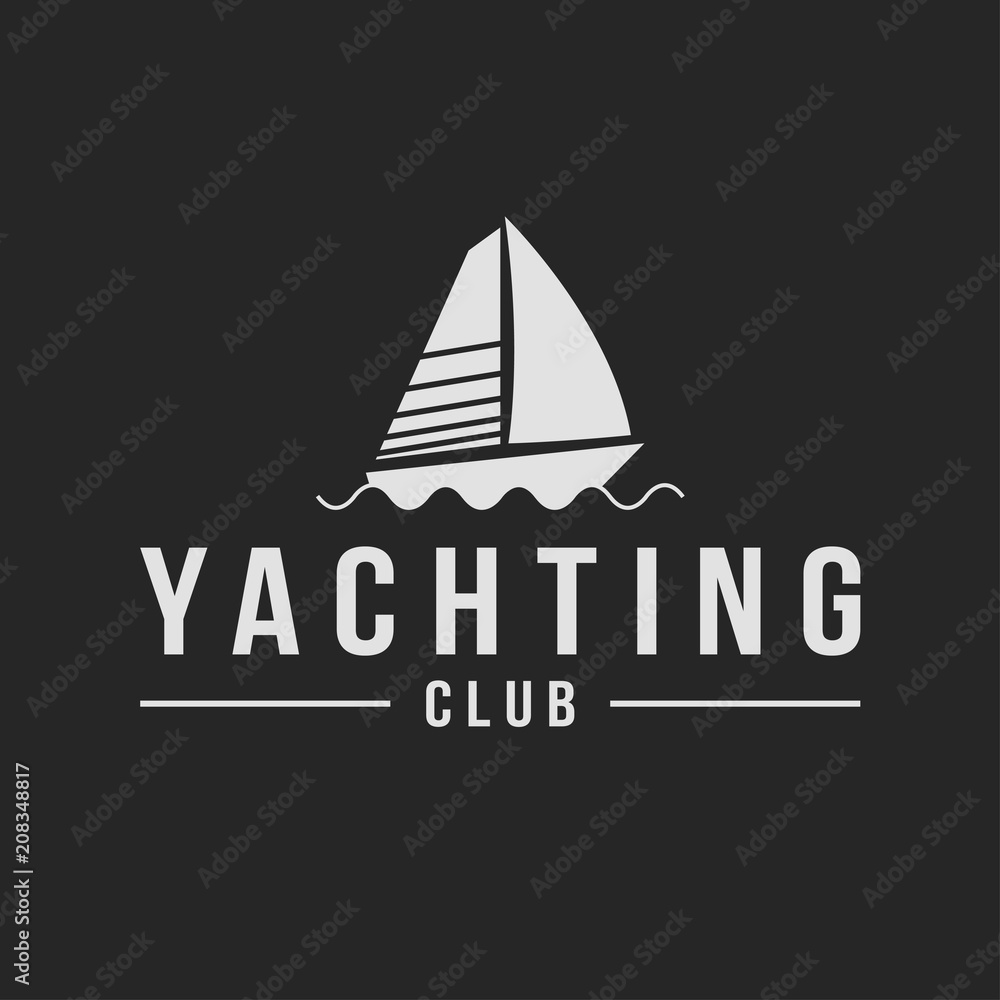 Yachting club logo set. Yachting, yahct club logo set with boad, sail ...