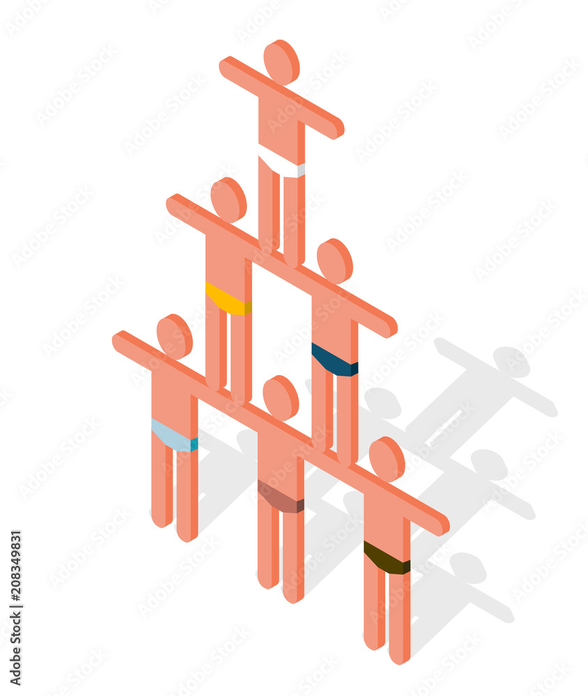 Pyramid composed of human bodies. Symbolism of friendship, cooperation ...