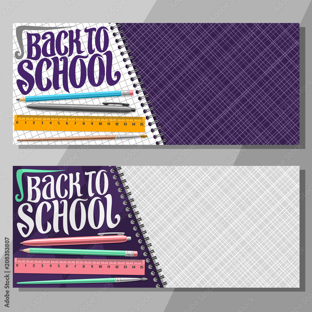 Vector banners for School with copy space, layouts leaflet with set of ...