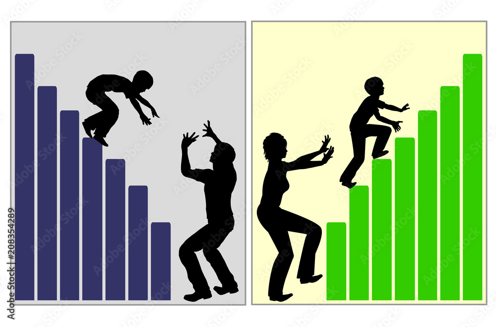 Parents help failing child to move on. Father and mother support their ...