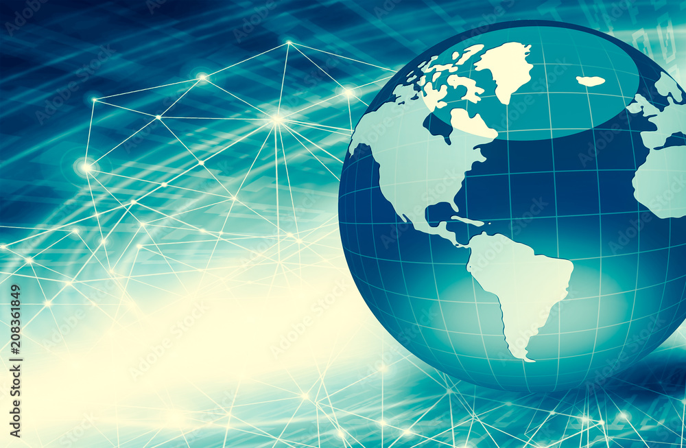 Best Internet Concept of global business. Globe, glowing lines on ...