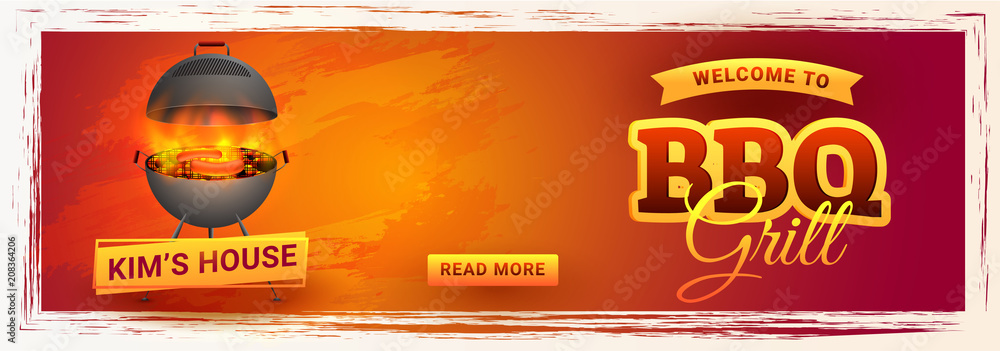 Web banner design with hot barbecue, also can be uses as barbecue ...