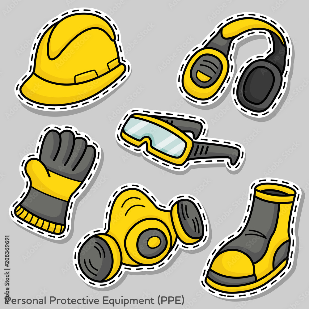 Set of flat element vector design of personal protective equipment (PPE ...