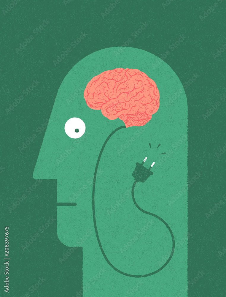 Unplugged brain Stock Illustration | Adobe Stock