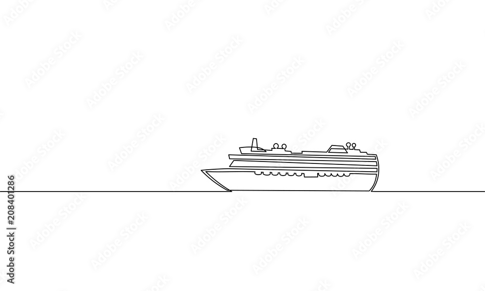 Single continuous one line art ocean travel vacation. Sea voyage ...