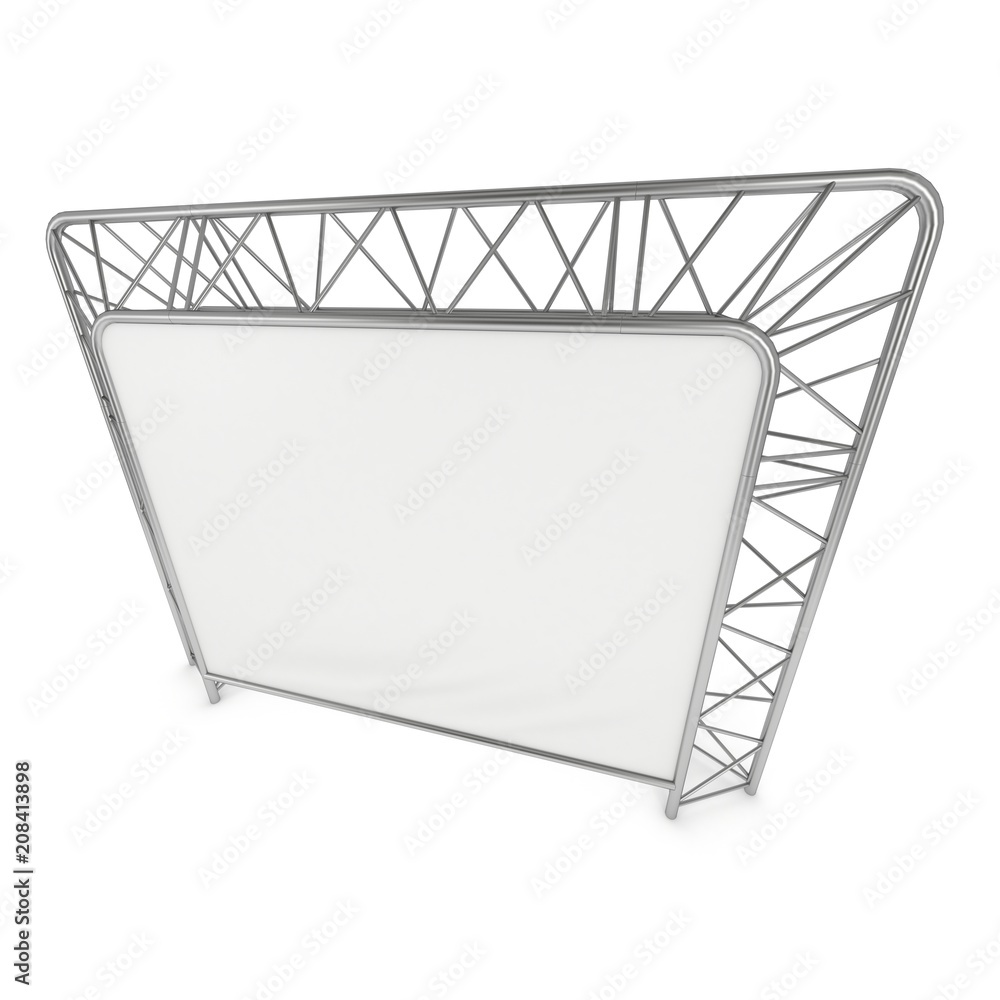 Steel truss girder element banner construction. 3d render press wall ...