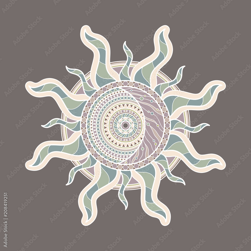 Colorful decorative mandala in shape of sun Stock Vector | Adobe Stock
