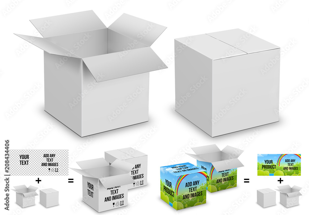 Carboard Box Mockup Stock Template | Adobe Stock