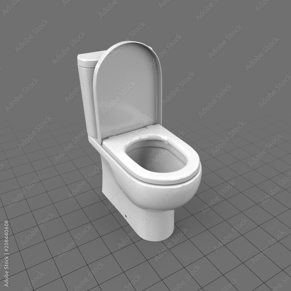 Modern toilet with seat up Stock 3D asset | Adobe Stock
