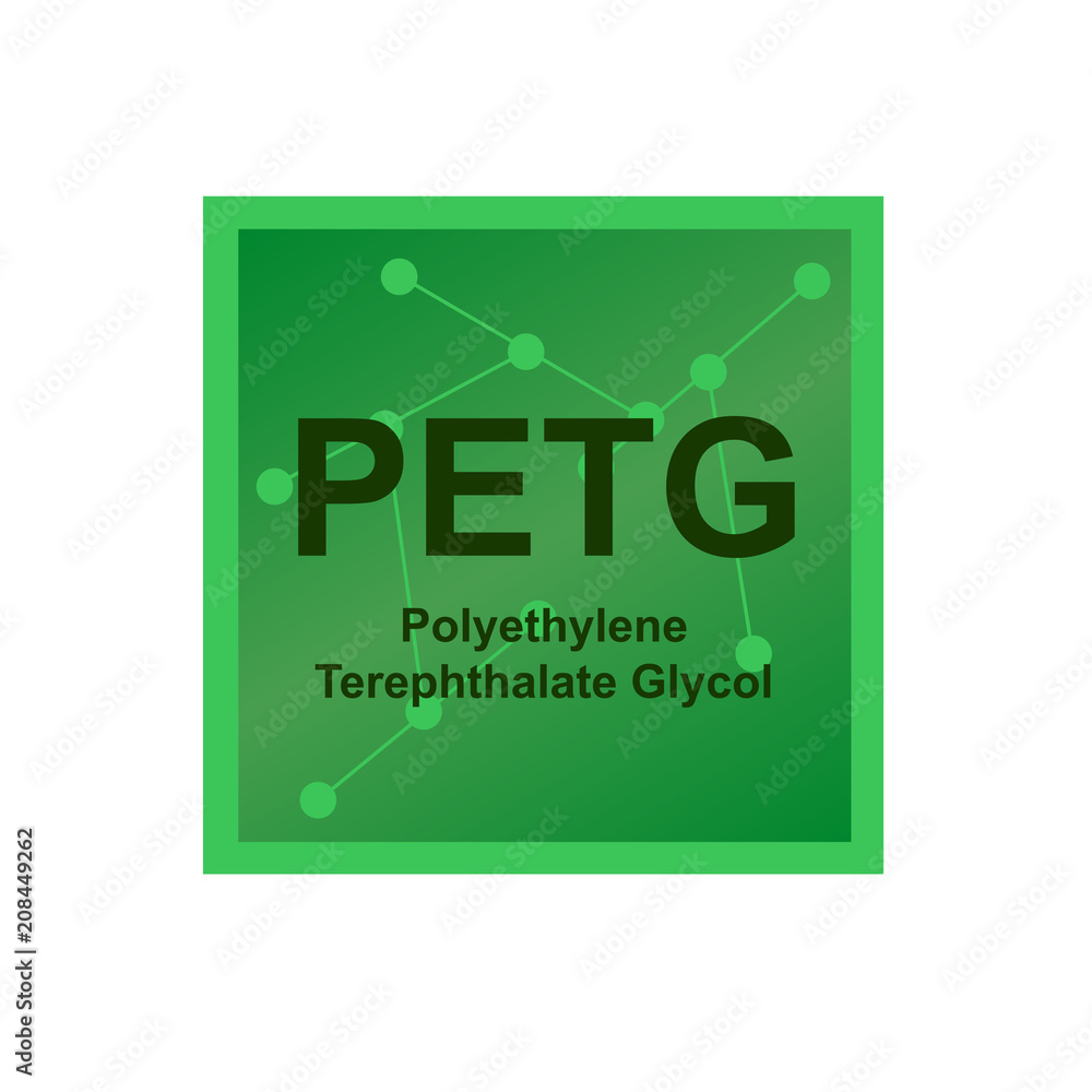 Vector symbol of Polyethylene Terephthalate Glycol (PETG) polymer on ...