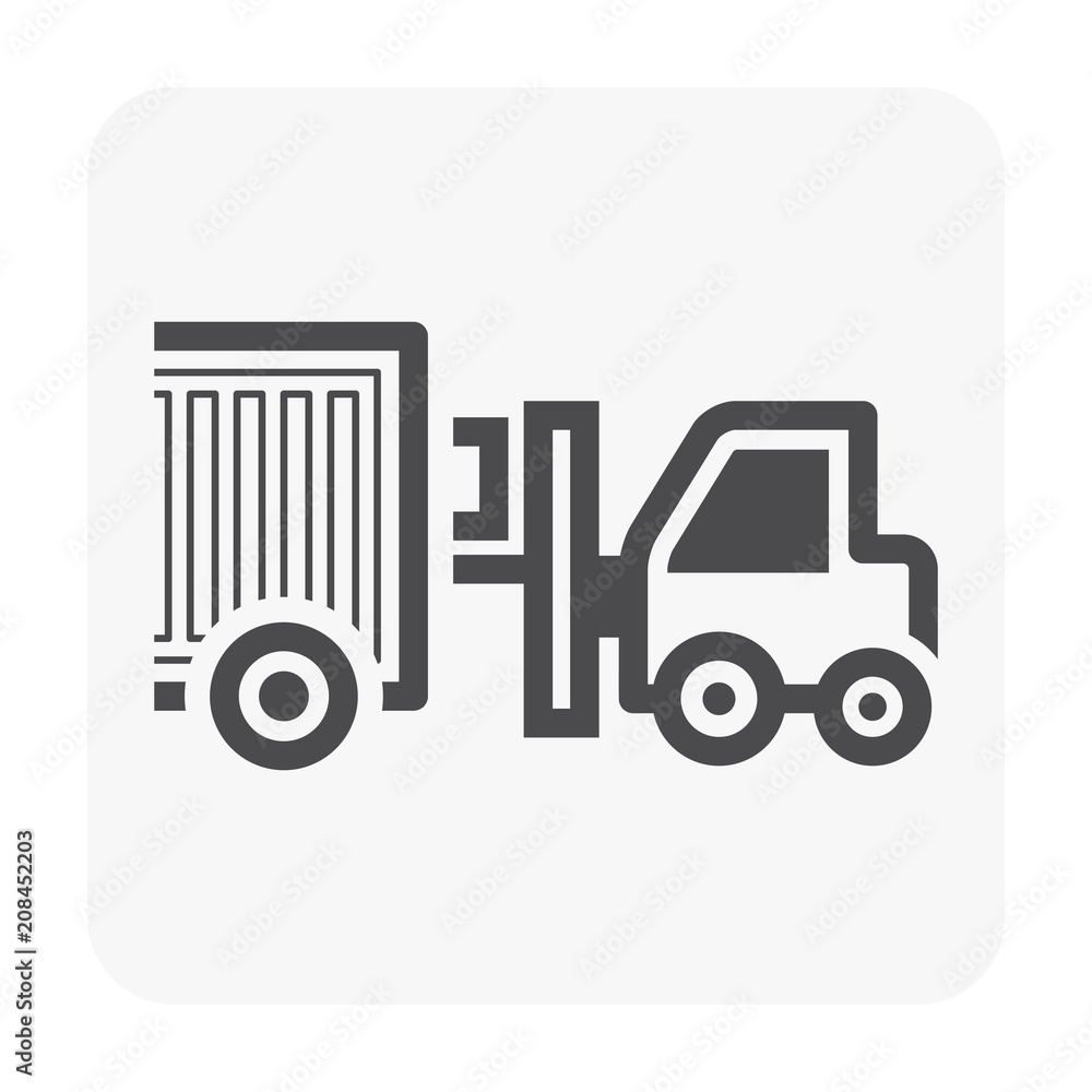 Vector icon of forklift to handling, sorting or moving carton box ...