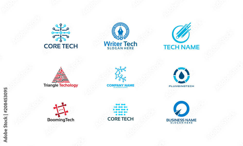 Set of Technology logo designs vector, Network logo designs Stock ...