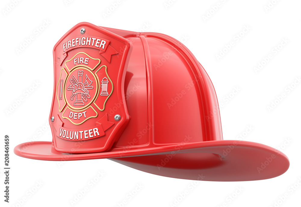 Volunteer firefighter helmet isolated on white background Stock ...