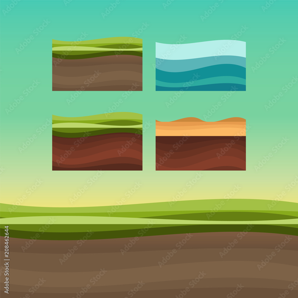 Game ground textures. UI games ground texture. Rock and water cartoon ...