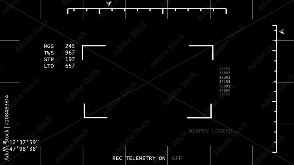 Weapons locked overlay animation for UAV / helicopter / missile / army ...