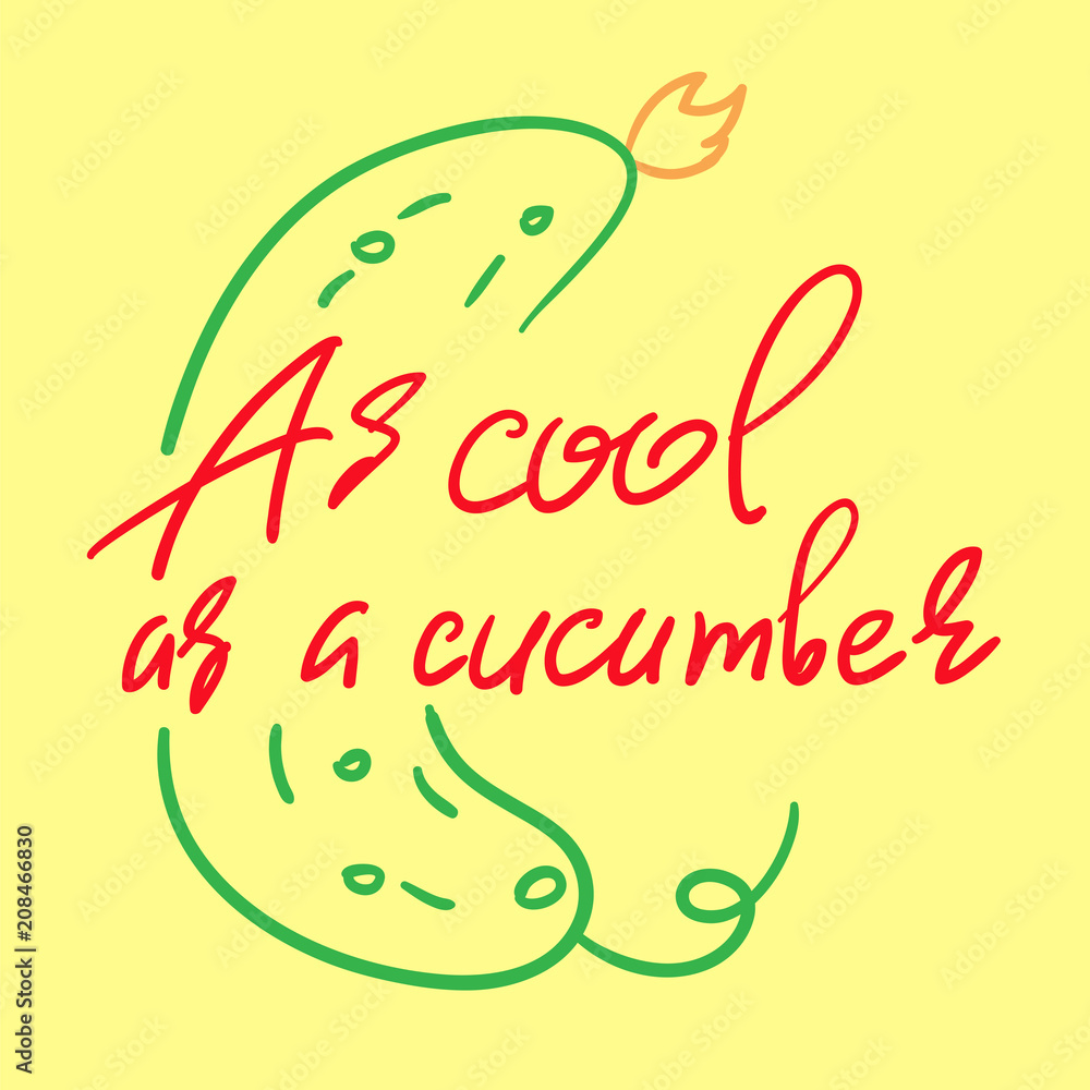 As cool as a cucumber - handwritten funny motivational quote. American ...