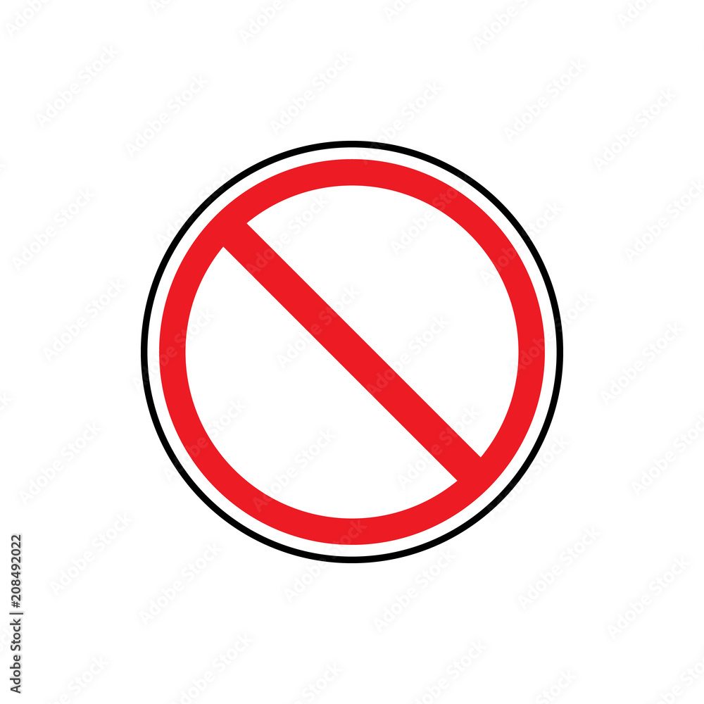 NO SIGN. Empty red crossed out circle. Vector icon. Prohibition symbol ...