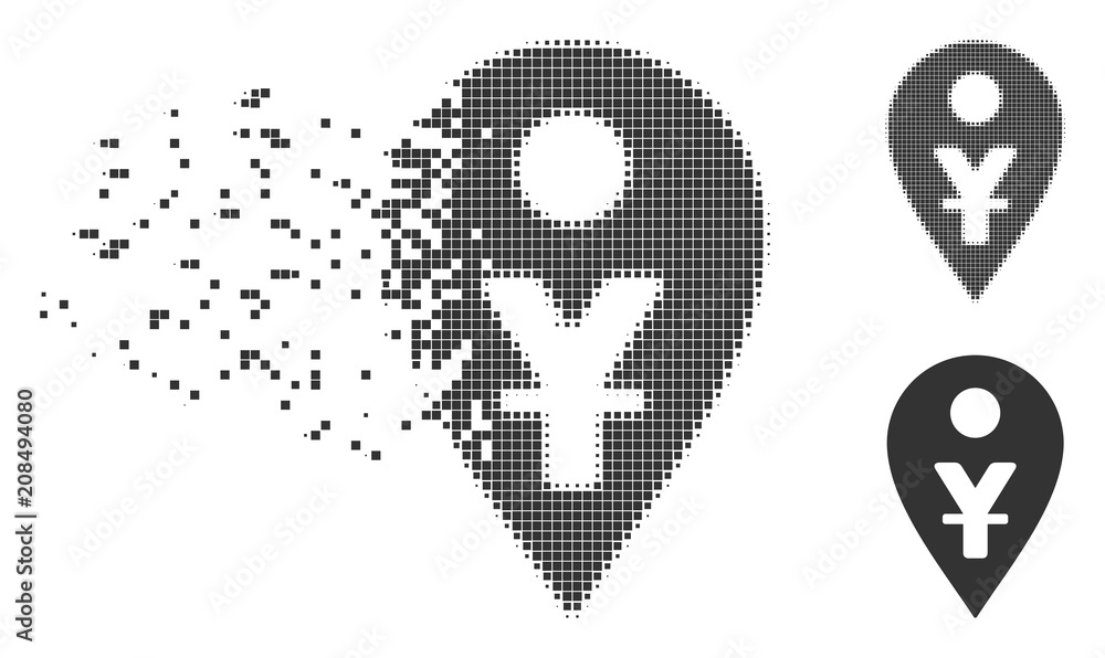 Dissolved yuan map marker pixel icon with disintegration effect ... Dissolved yuan map marker pixel icon with disintegration effect ...