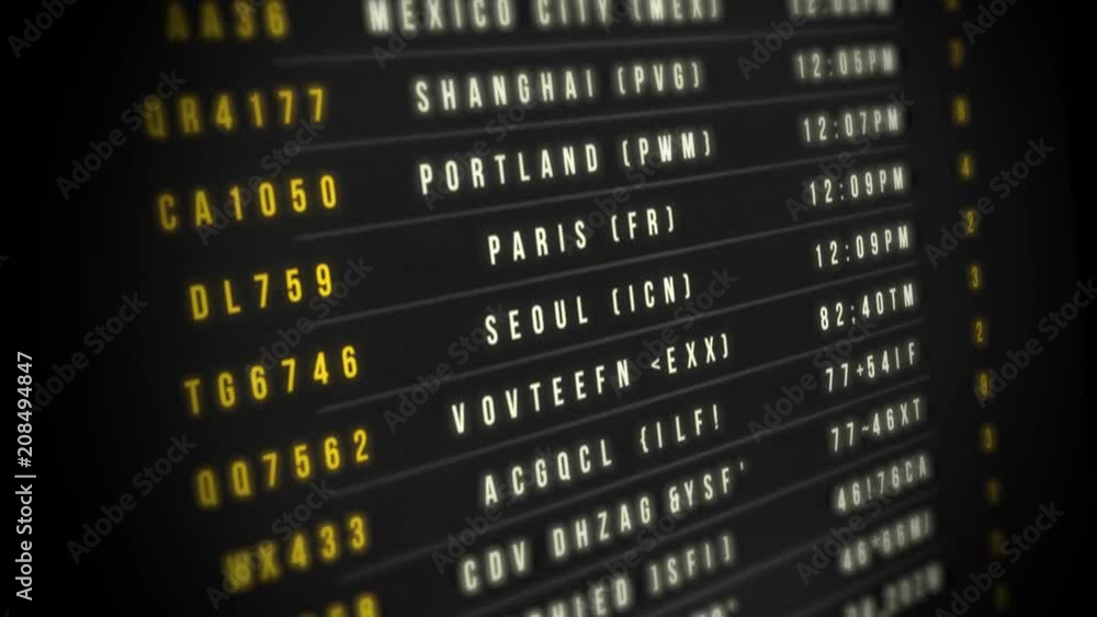 Airport Departure Board/ Animation of an airport departure board with ...