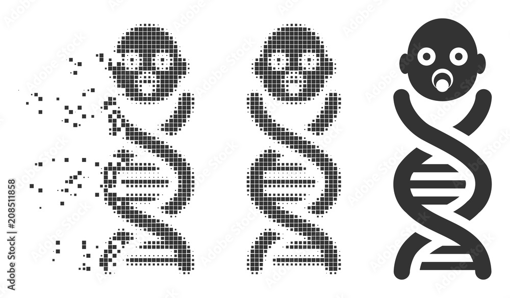 Dispersed baby genes dotted icon with disintegration effect. Halftone ...