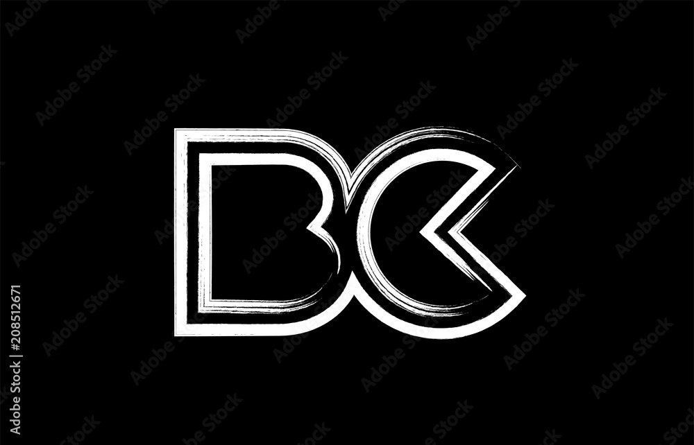 grunge black and white alphabet letter combination bc b c logo icon ...