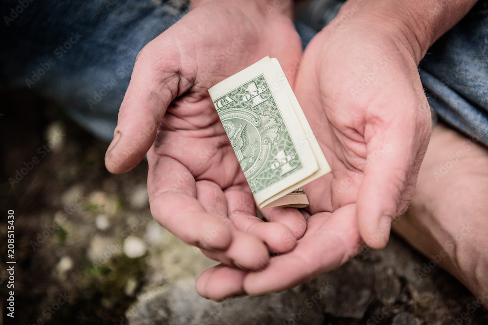 Wrinkled hands begging asking for money. Closeup hands poor child ...