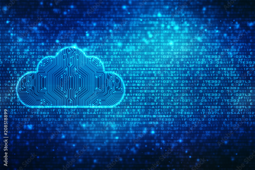 2d illustration Cloud computing, Cloud Computing Concept background ...