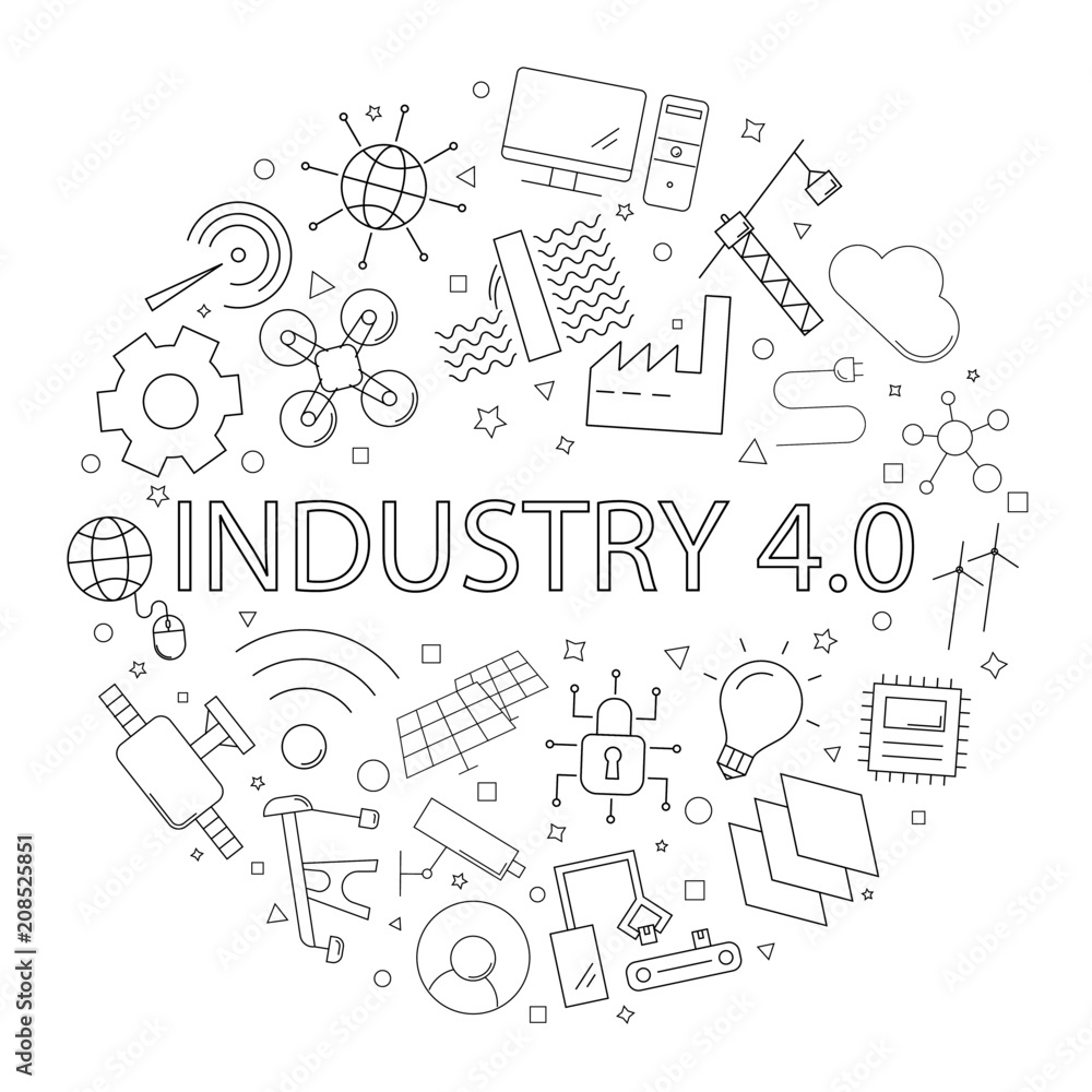 Industry 4.0 background from line icon. Linear vector pattern Stock ... Industry 4.0 background from line icon. Linear vector pattern Stock ...