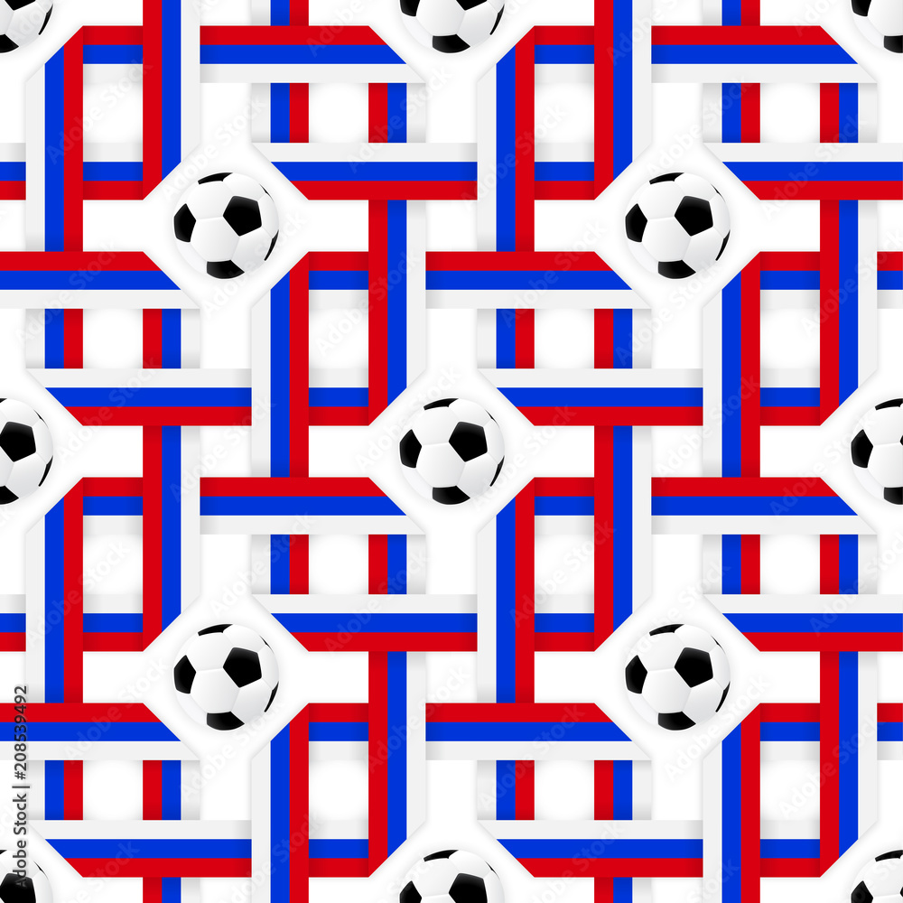 Football sport poster design. Seamless pattern with russian flag colors ...