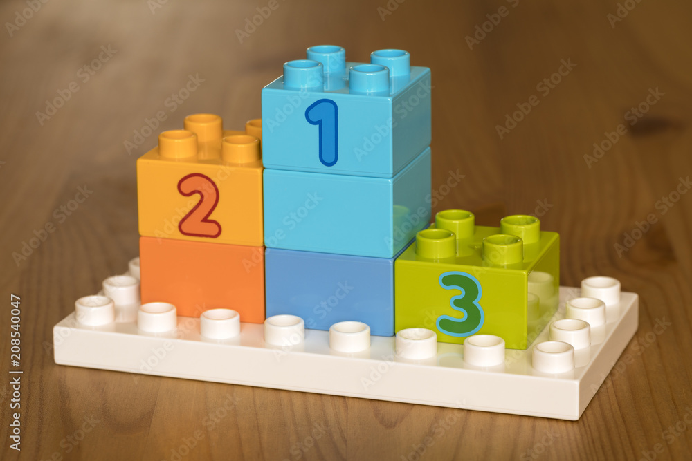 Winners podium built from colorful blocks Stock Photo | Adobe Stock