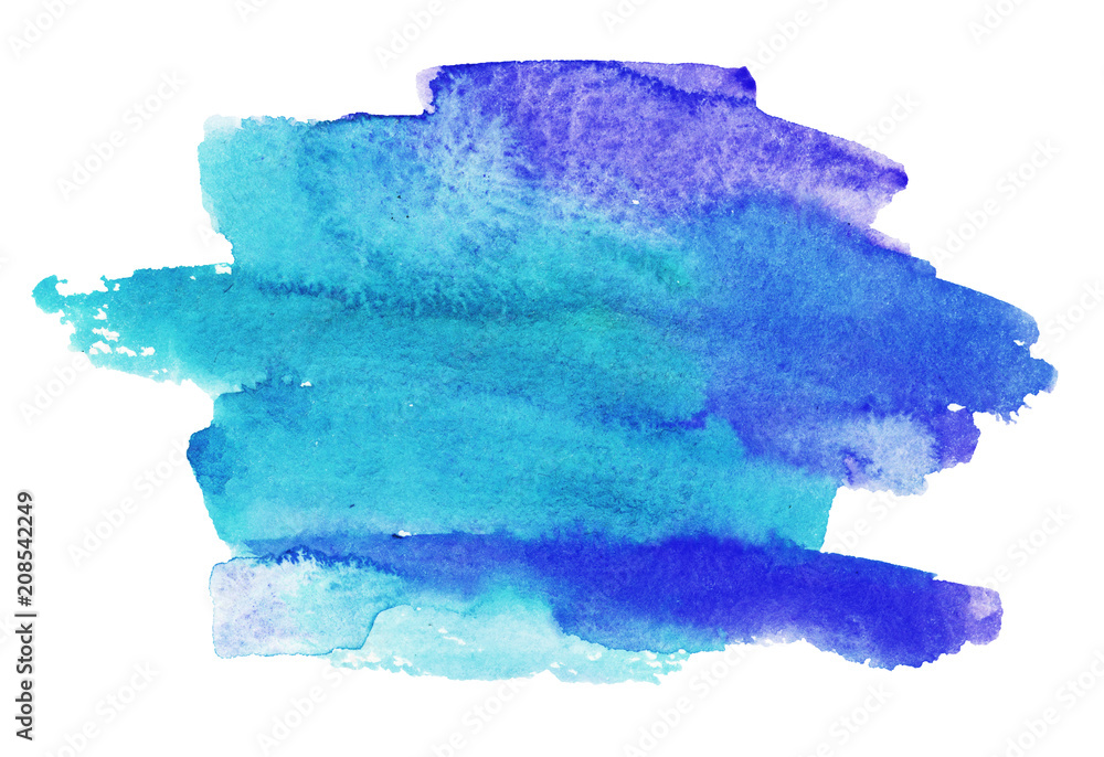 Watercolor handmade colorful abstract background illustration with blue ...