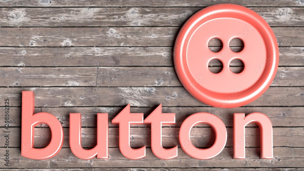 Button word example - learning aid for kids - a single word with a ...
