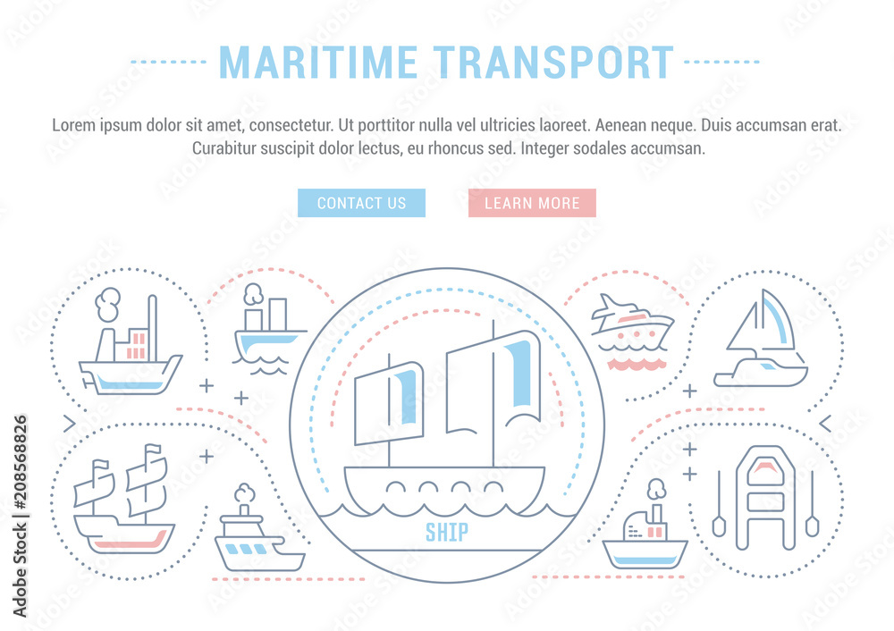 Website Banner and Landing Page of Maritime Transport. Stock Vector ...