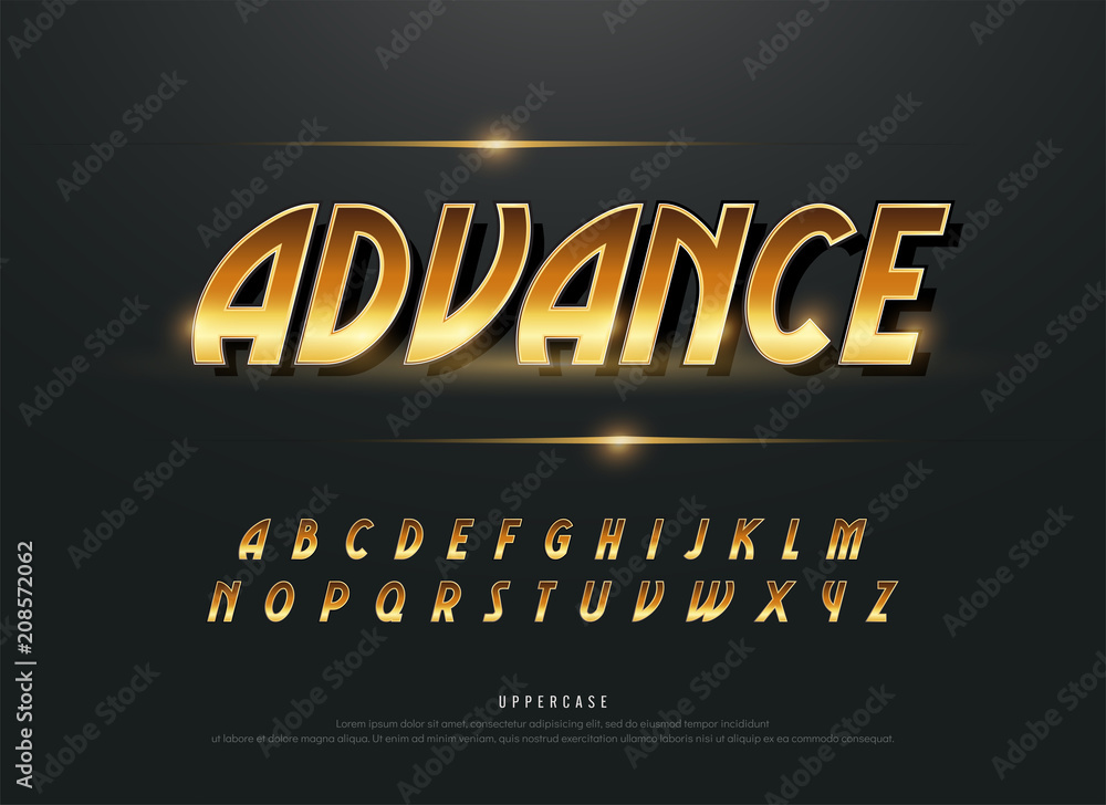Alphabet gold metallic and effect designs. Exclusive golden letters ...