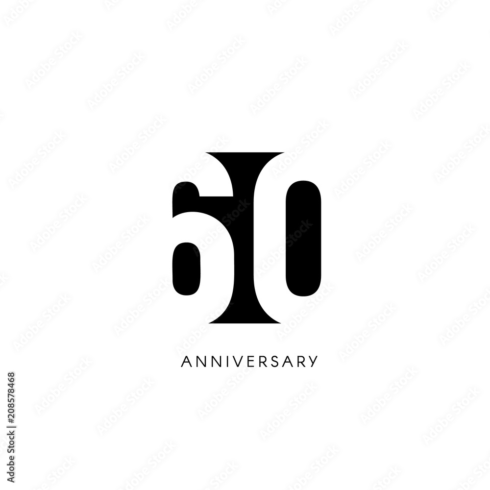 Sixty anniversary, minimalistic logo. Sixtieth years, 60th jubilee ...
