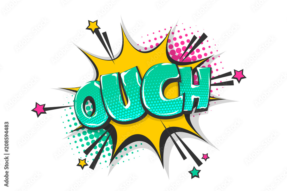Omg ouch oops pop art comic text speech bubble Stock Vector | Adobe Stock