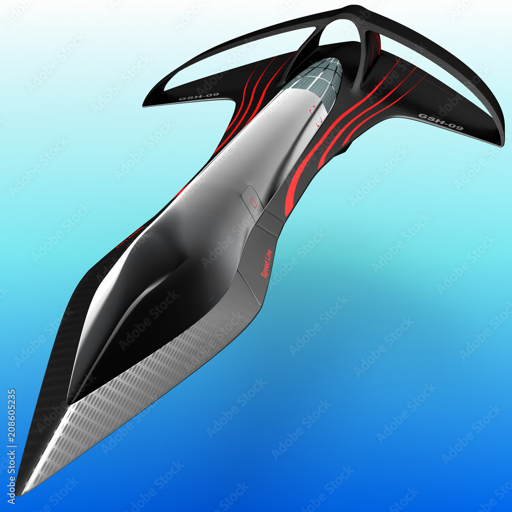 A futuristic project of a supersonic passenger business jet is designed ...