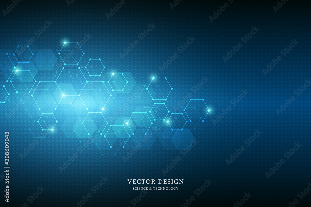 Science background with hexagons design. Geometric abstract background ...